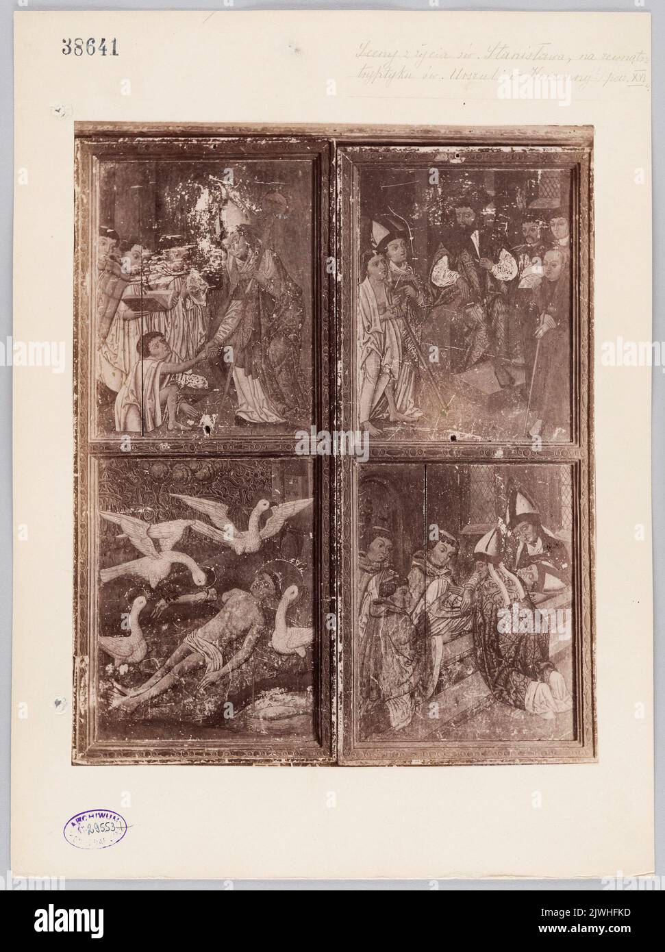 Photograph of painting: `Scenes from the life of St. Stanislaus`, outside of the triptych of St ...